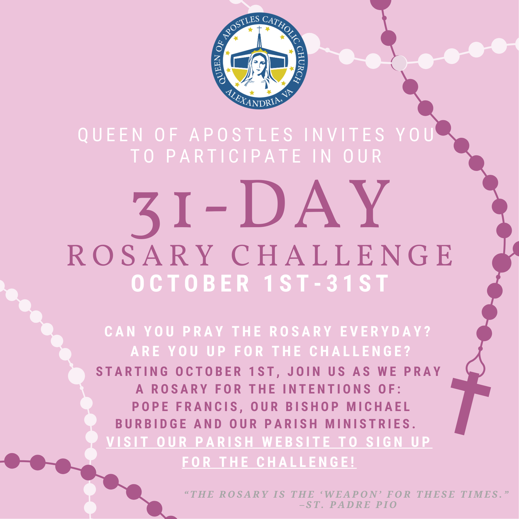 October's 31 Day Rosary Challenge | Queen of Apostles Catholic Church