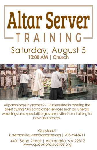 Altar Server Training | Queen of Apostles Catholic Church
