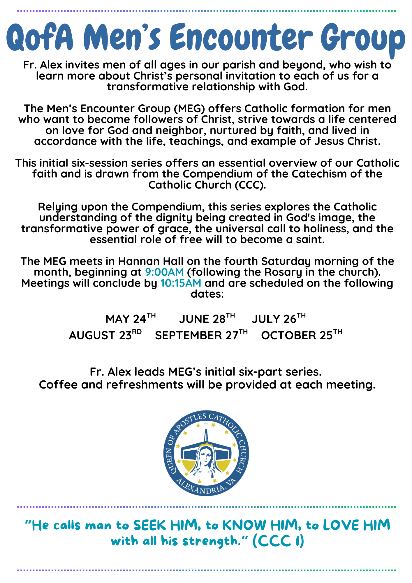 QofA Men's Encounter Group | Queen of Apostles Catholic Church
